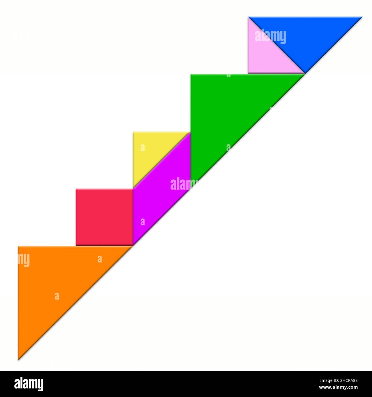 Classic tangram in the form of a staircase, 2D illustration Stock Photo ...