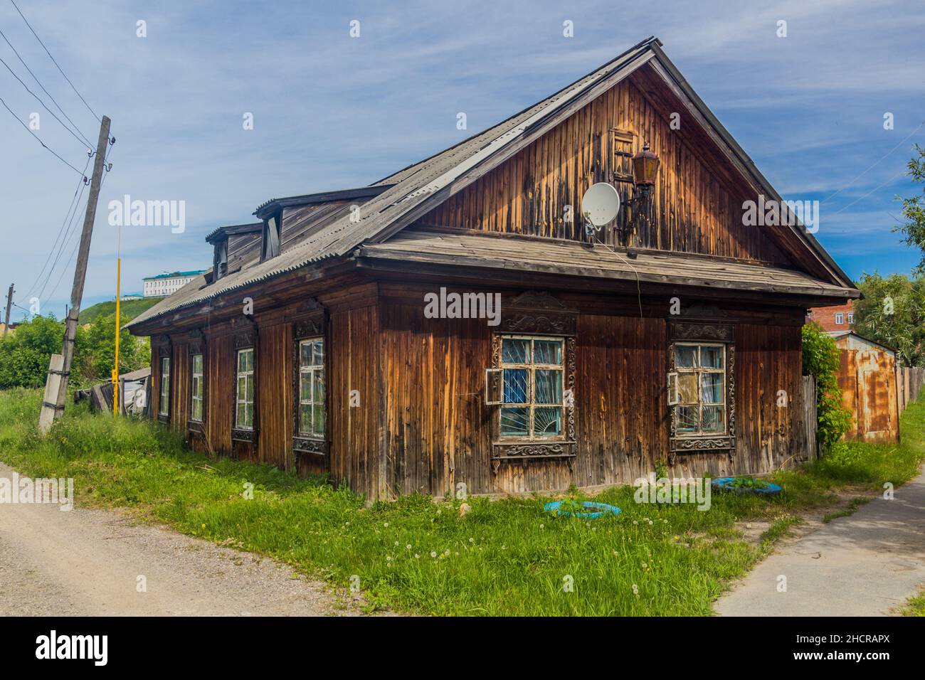 Typical old Russian wooden house in Tobolsk, Russia Stock Photo - Alamy