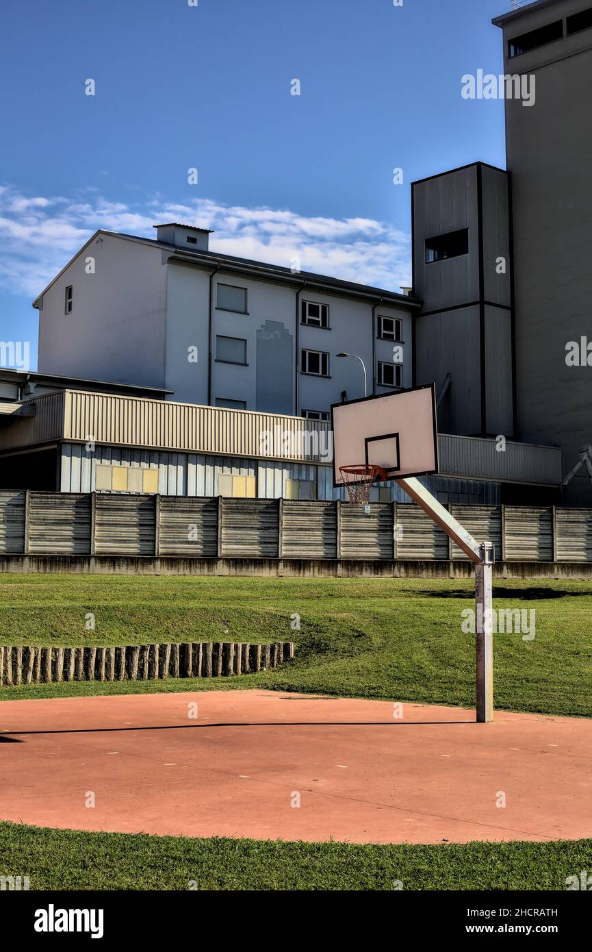 Basketball hoop in a park in a residential area Stock Photo - Alamy