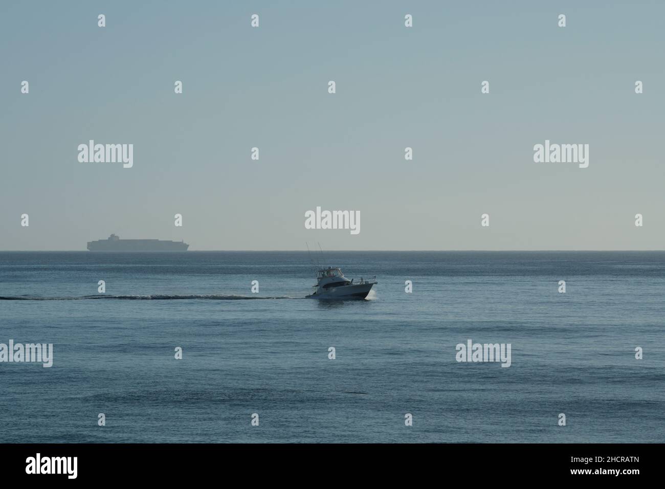 Beautiful seascape, leisure fishing boat cruising, Durban, South Africa ...