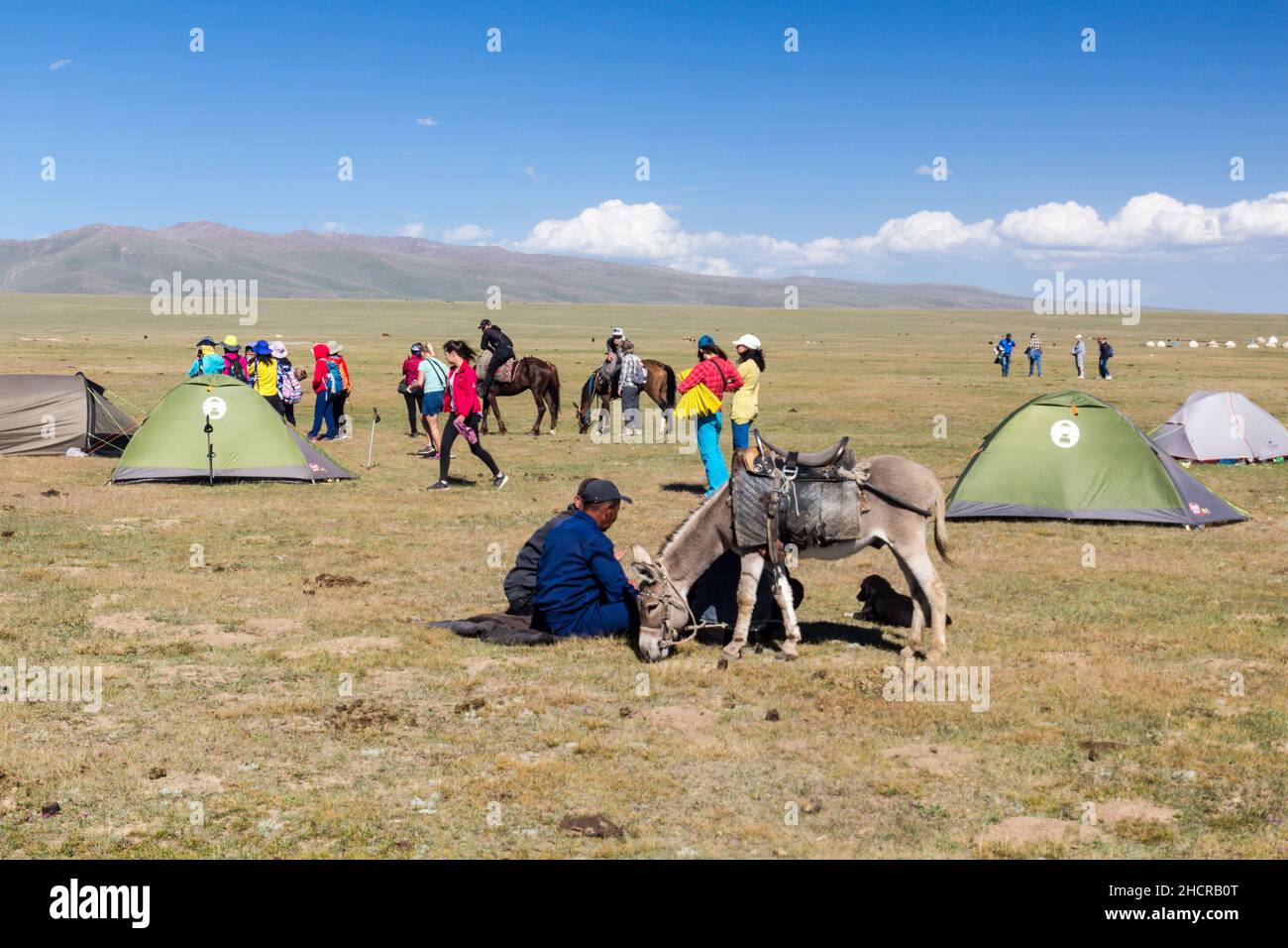 SONG KOL, KYRGYZSTAN - JULY 25, 2018: Visitors' tents at the National ...