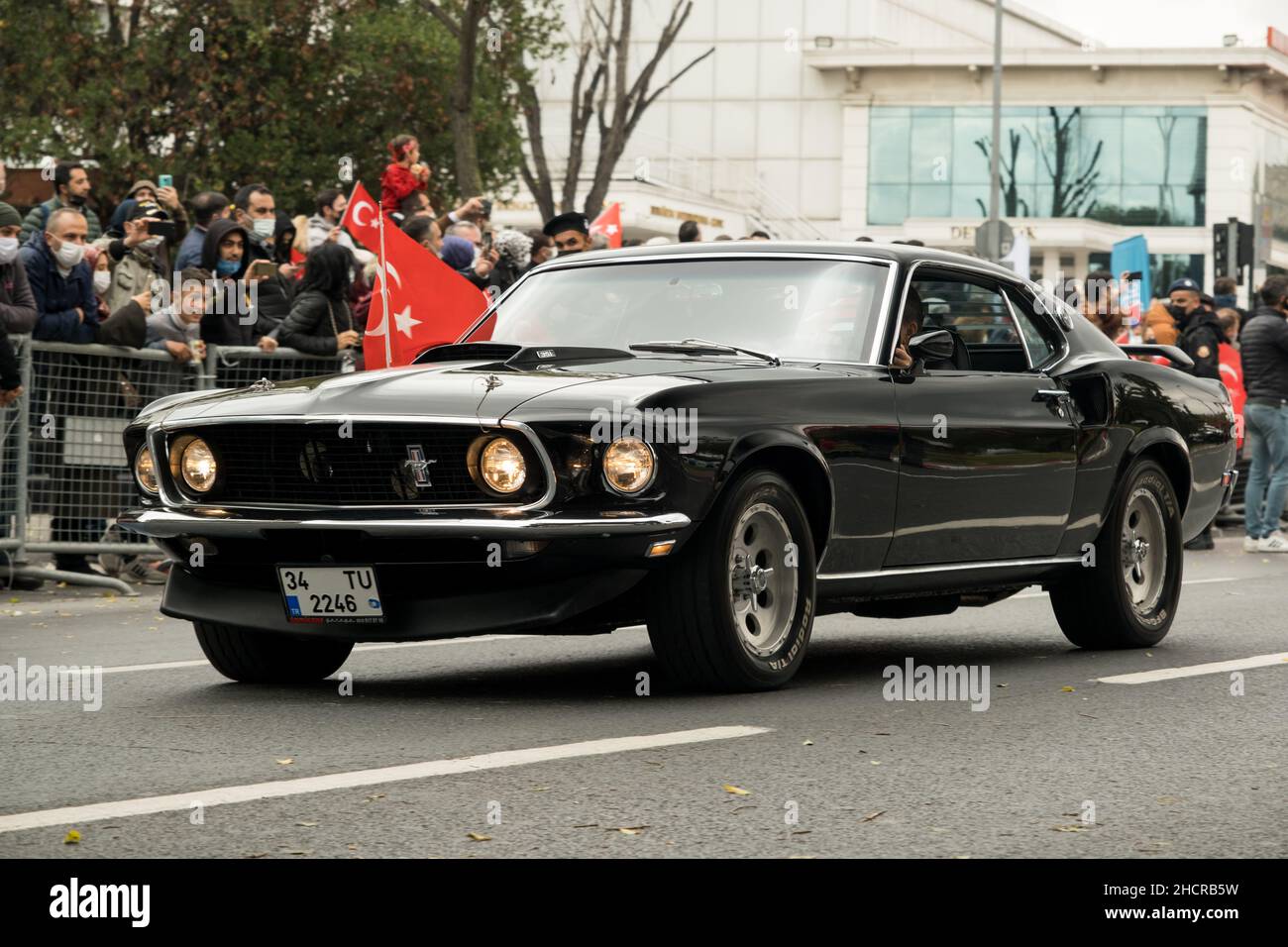 Istanbul, Turkey - October 29, 2021: Front view of a black 1965 Ford ...