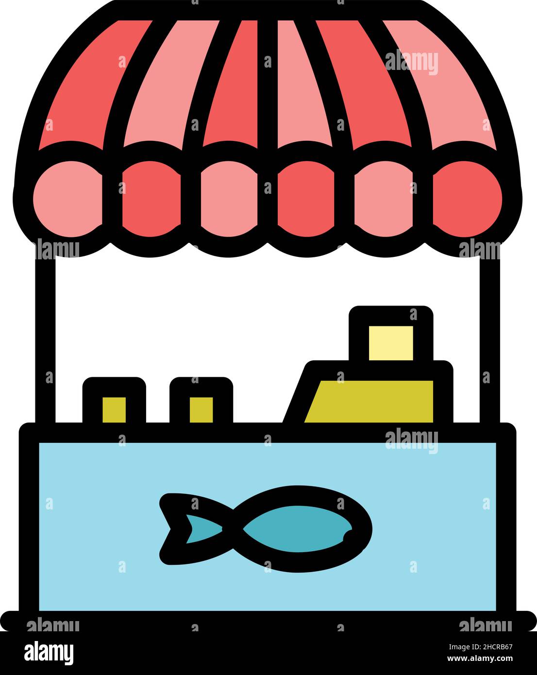 Fish floating market icon. Outline fish floating market vector icon ...
