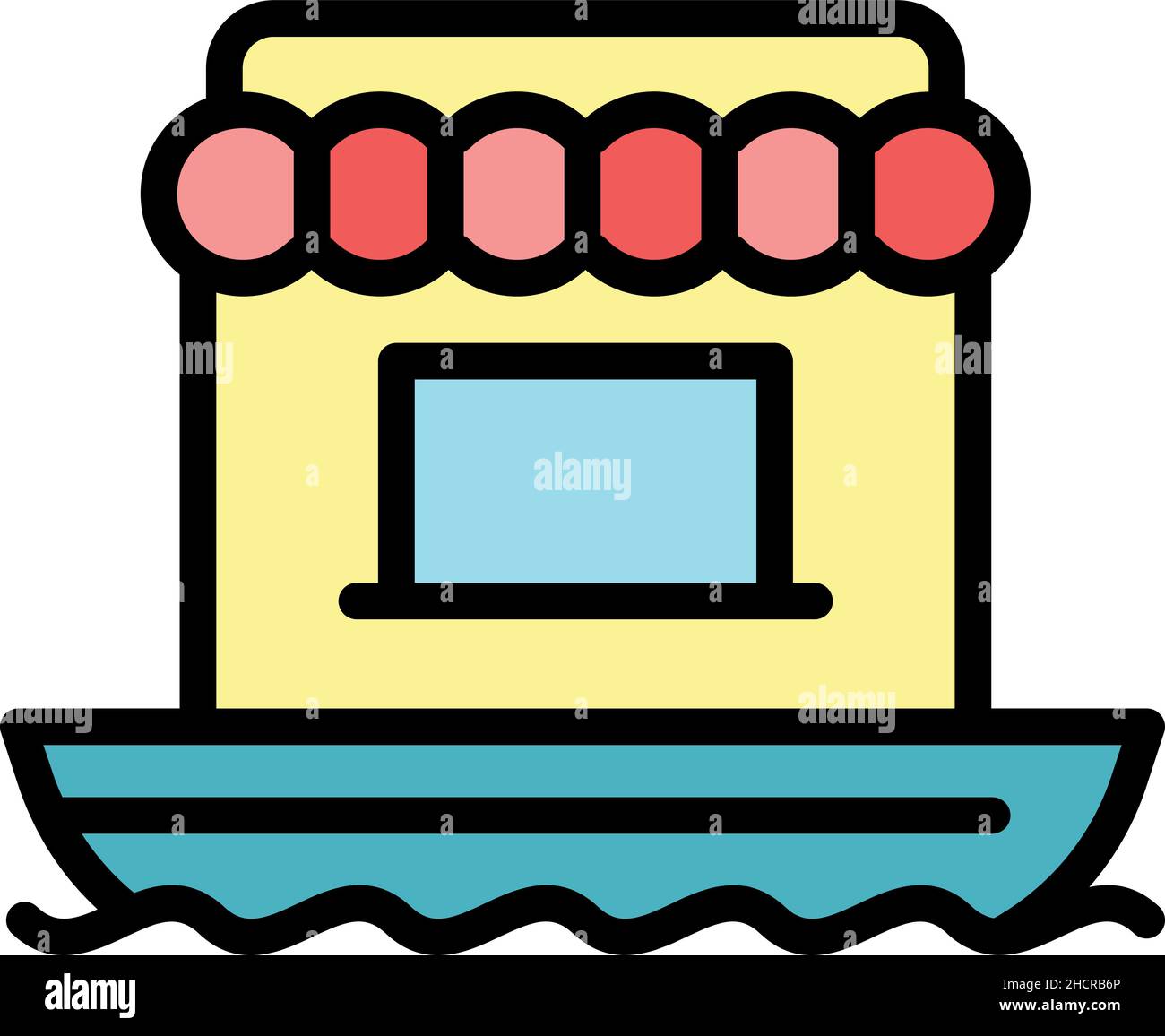 Food floating shop icon. Outline food floating shop vector icon color ...
