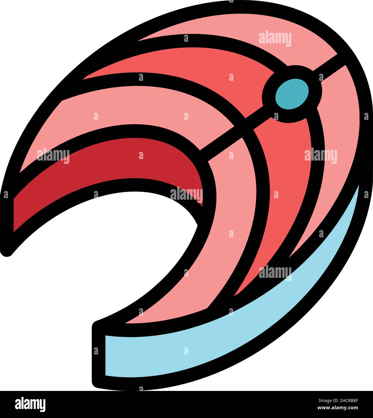 Slice of fish icon. Outline slice of fish vector icon color flat ...