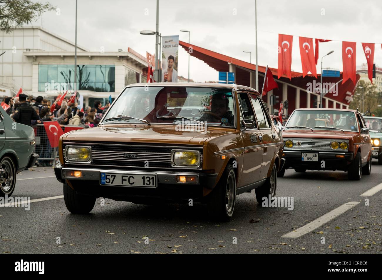 Istanbul, Turkey - June 21, 2021: Front view of a 1980 Fiat abarth ...