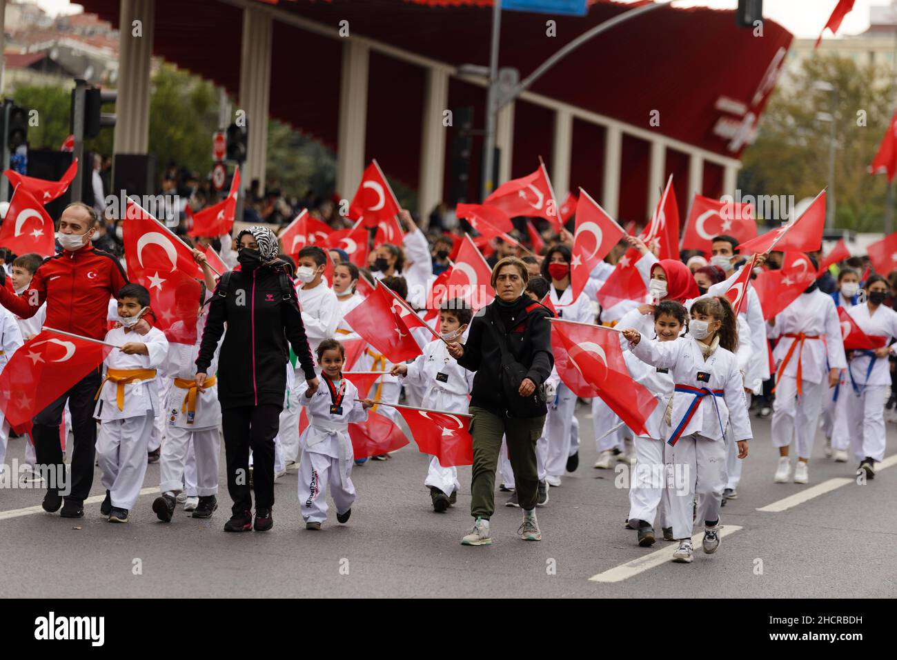Istanbul, Turkey - October 29, 2021: Taekwondo children parade on ...