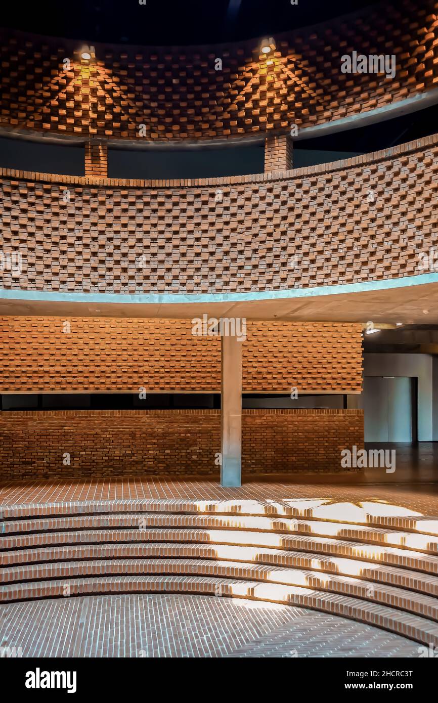 Vertical shot of an interior of a building with Asian architecture ...