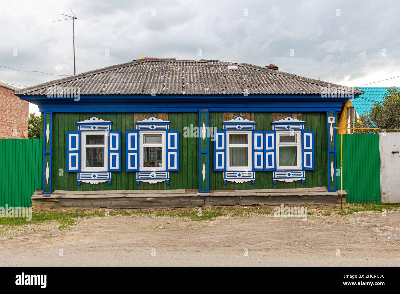 Typical old Russian wooden house in Tyumen city, Russia Stock Photo - Alamy