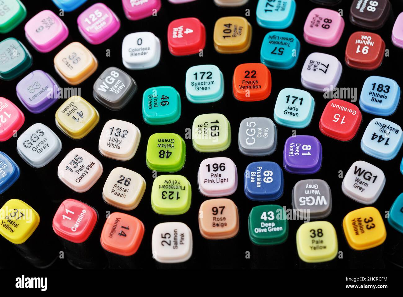 A set of markers for drawing in different colors for sketching with ...