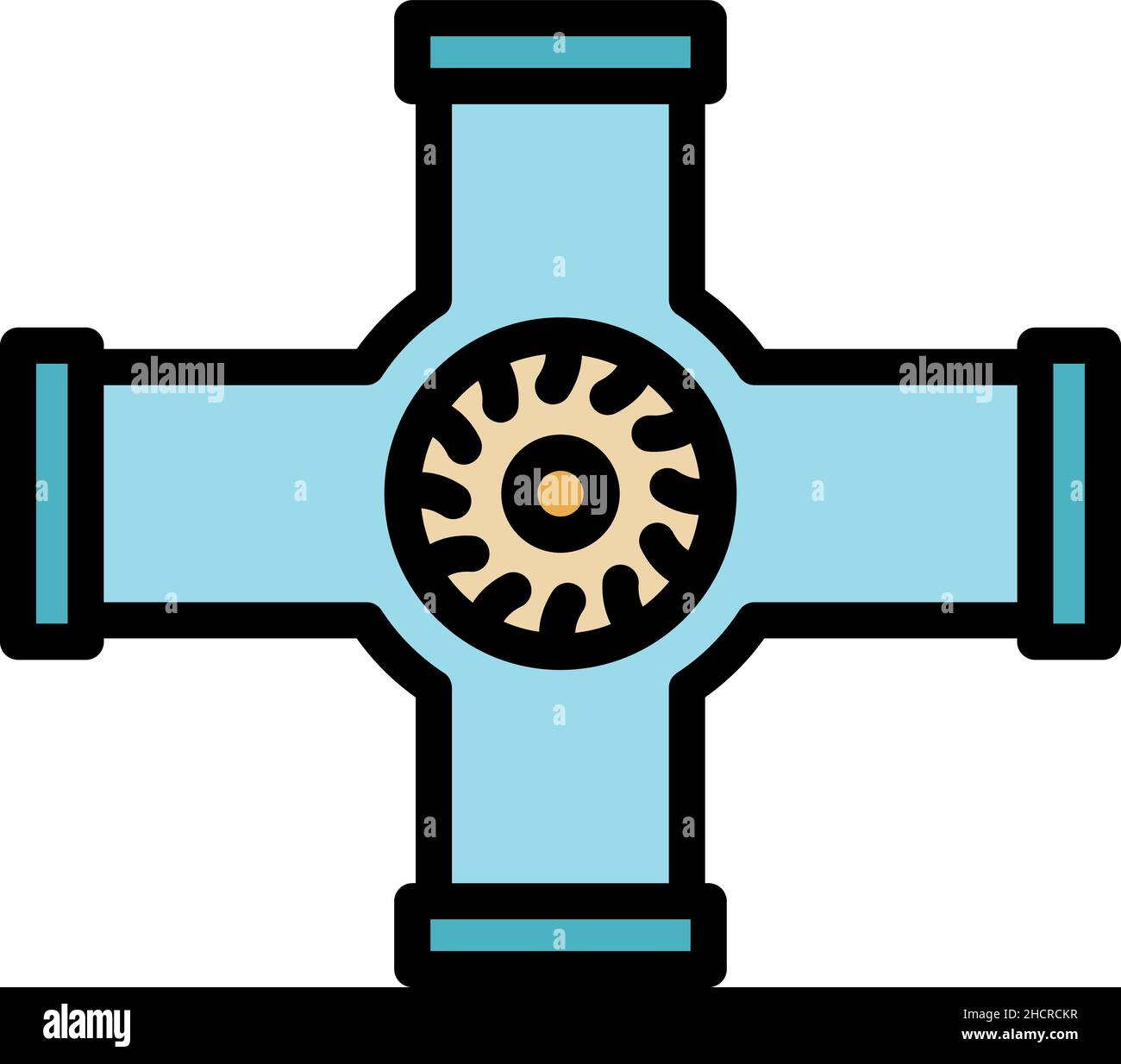 Builder cross pipe icon. Outline builder cross pipe vector icon color ...