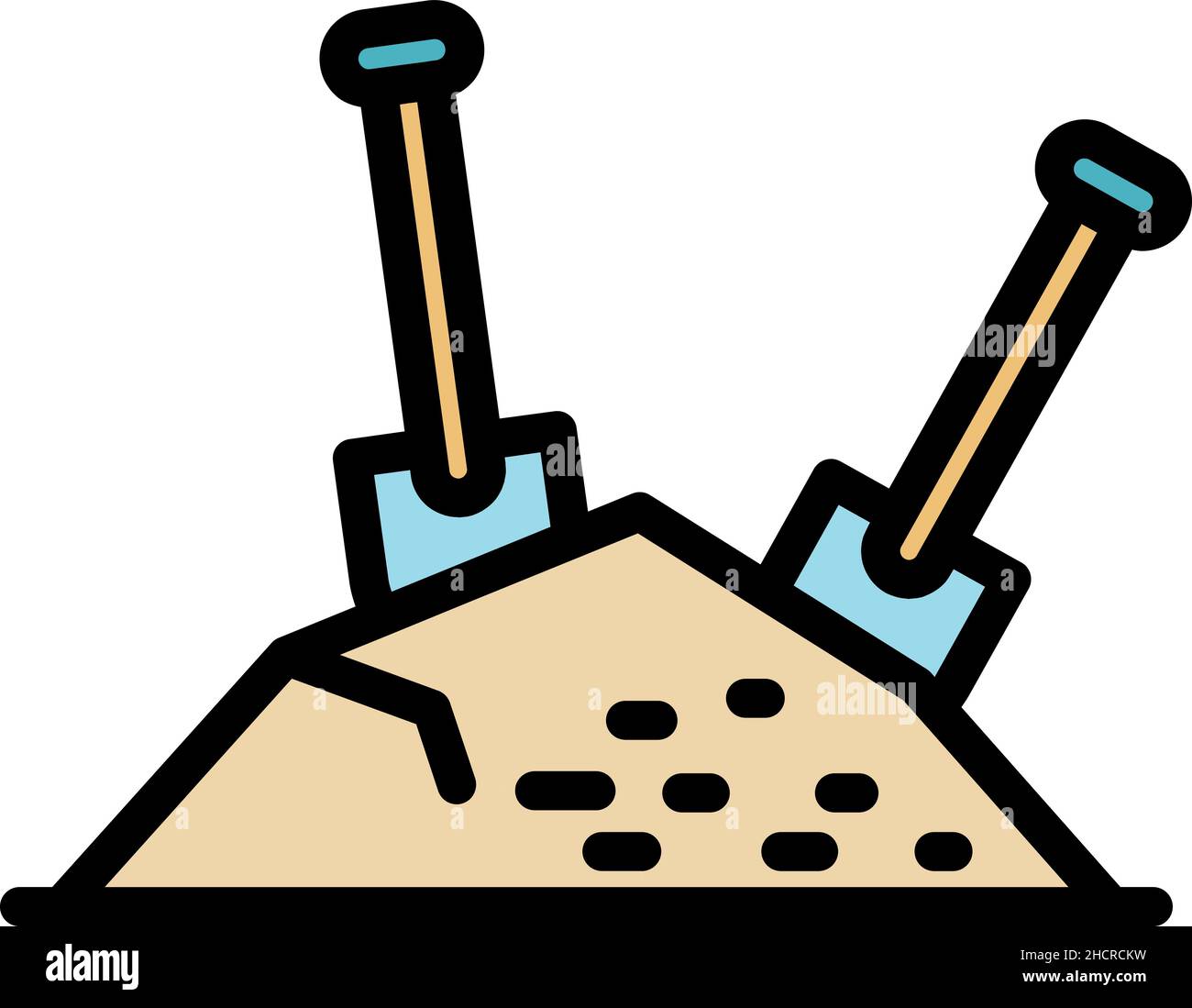 Builder sand pile icon. Outline builder sand pile vector icon color ...