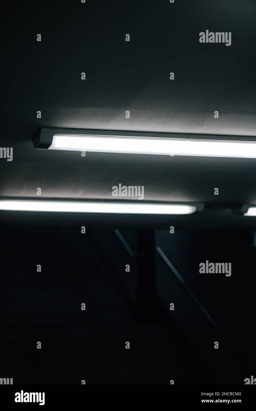 A vertical shot of lit lamps on the ceiling Stock Photo - Alamy