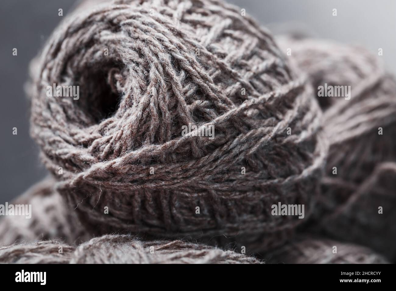 Light brown wool yarn made of threads in tangles. Needlework Stock ...