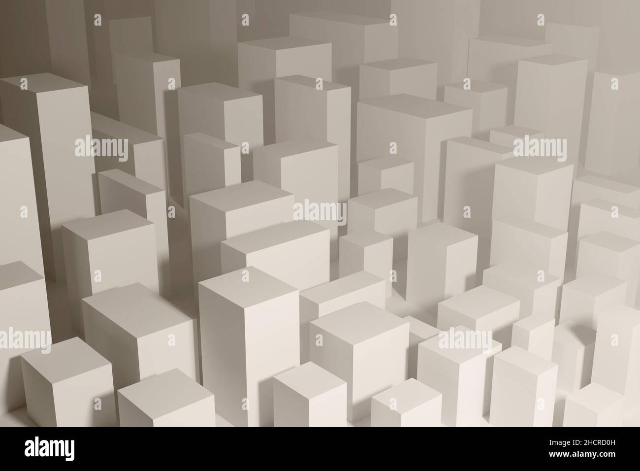 Gray monotonous rectangular buildings within the concrete city. 3D ...