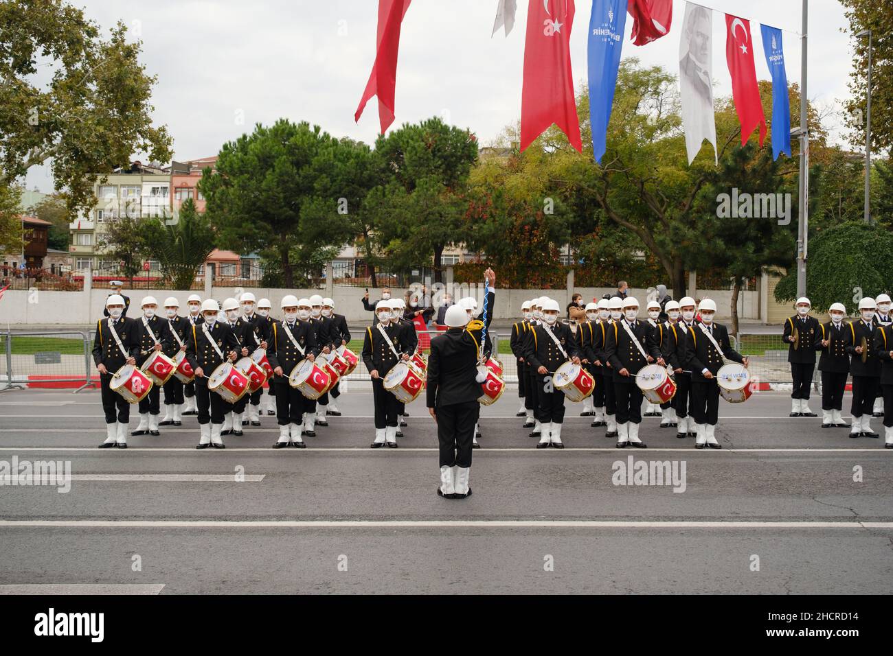 Istanbul, Turkey - October 29, 2021: Cadet marching band in October 29 ...