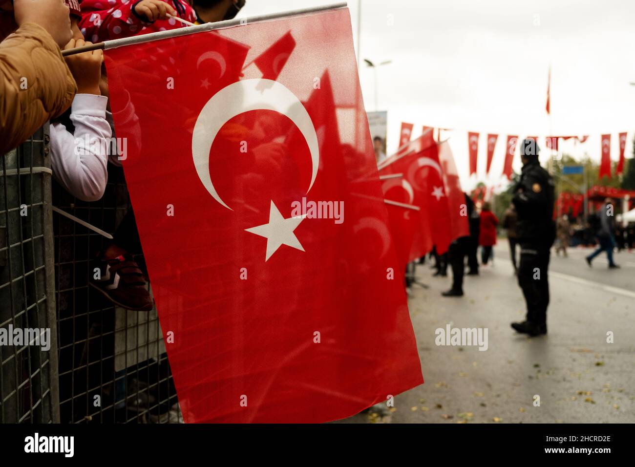 Istanbul, Turkey - October 29, 2021: People holding Turkish flags in ...