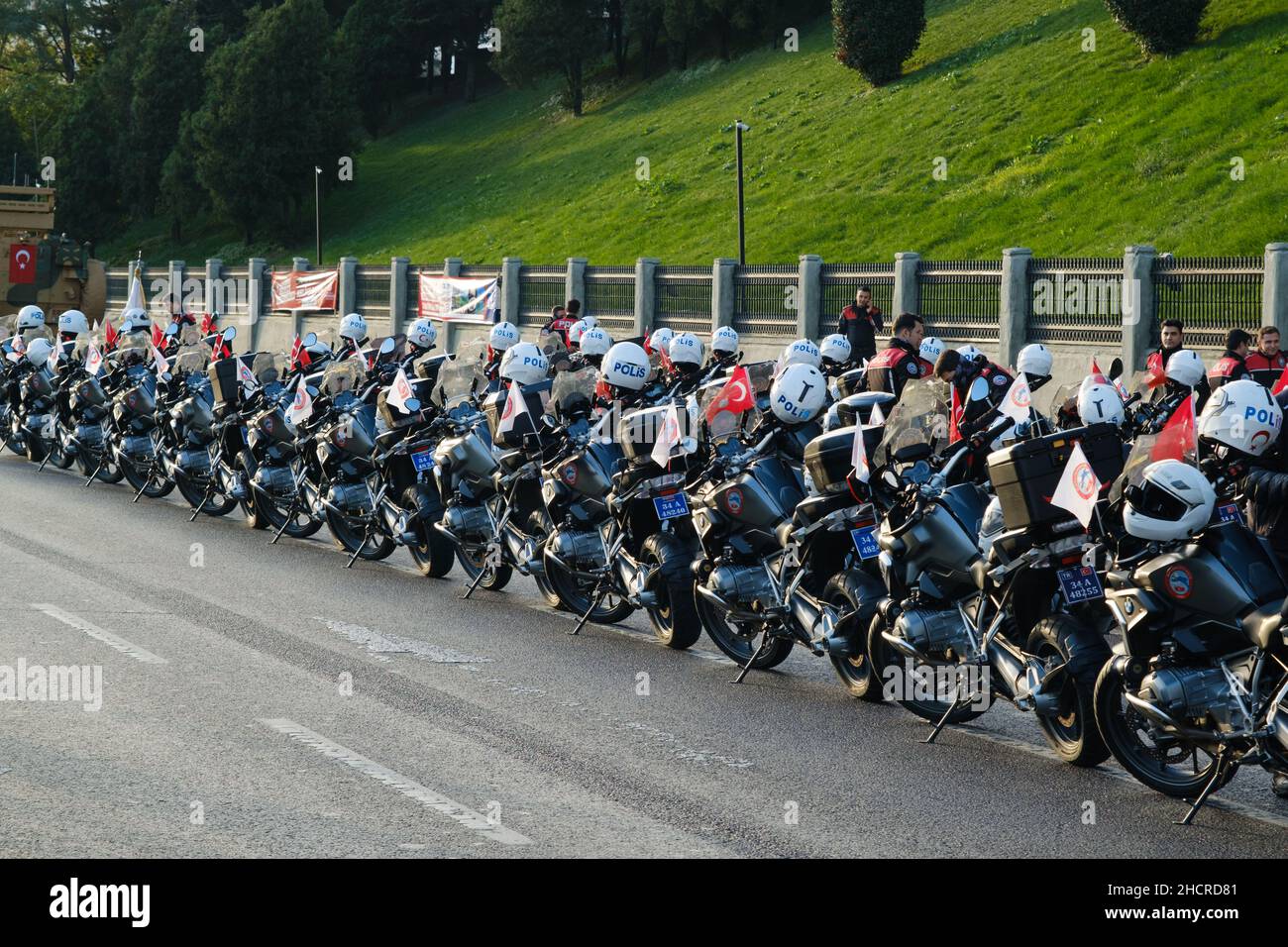 Istanbul, Turkey - October 29, 2021: Motorcycle police team parked on ...