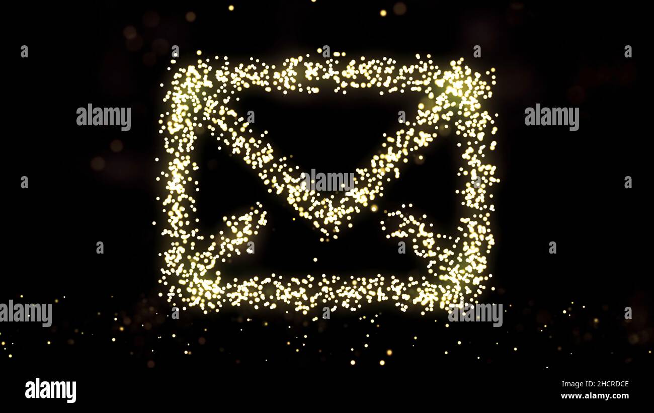 Sms sign made of blue particles on black background. Animation of ...