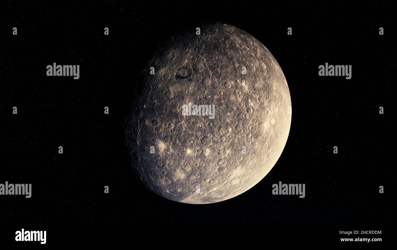 Abstract moon surface, rotating celestial body in outer space ...