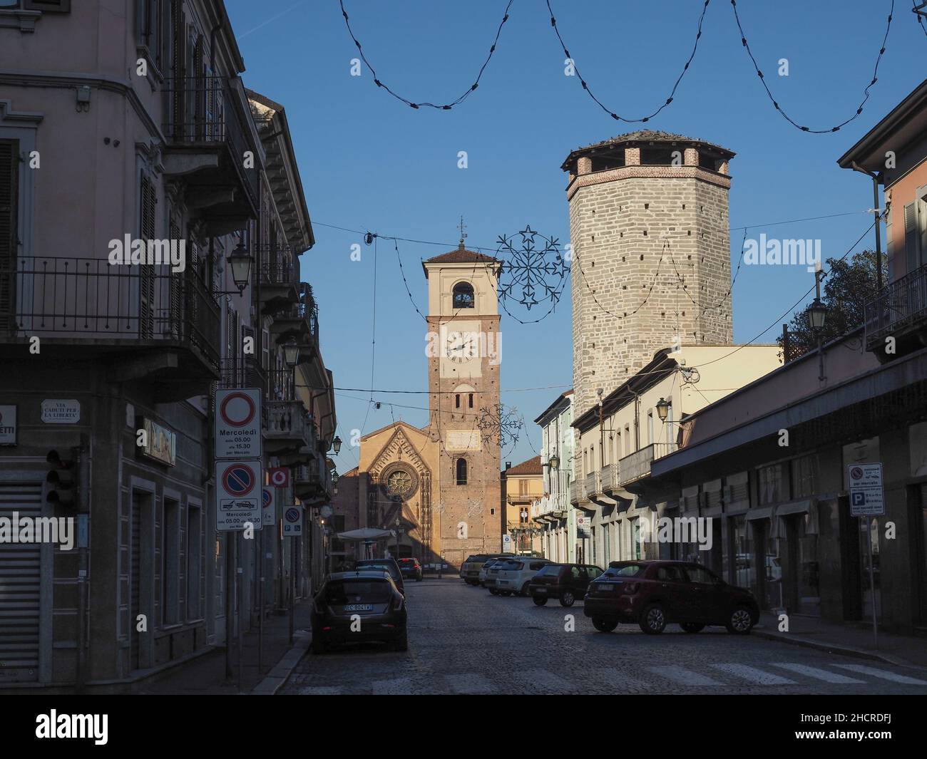 CHIVASSO, ITALY - CIRCA DECEMBER 2021: Duomo church and Torre ...