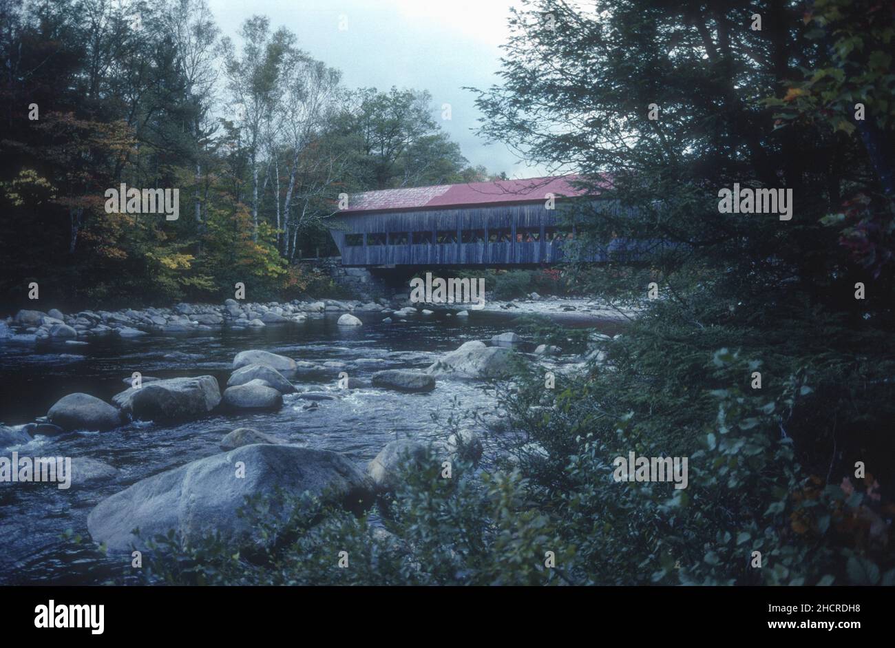 1990 archive photograph of the Albany Covered bridge. Just north of the ...