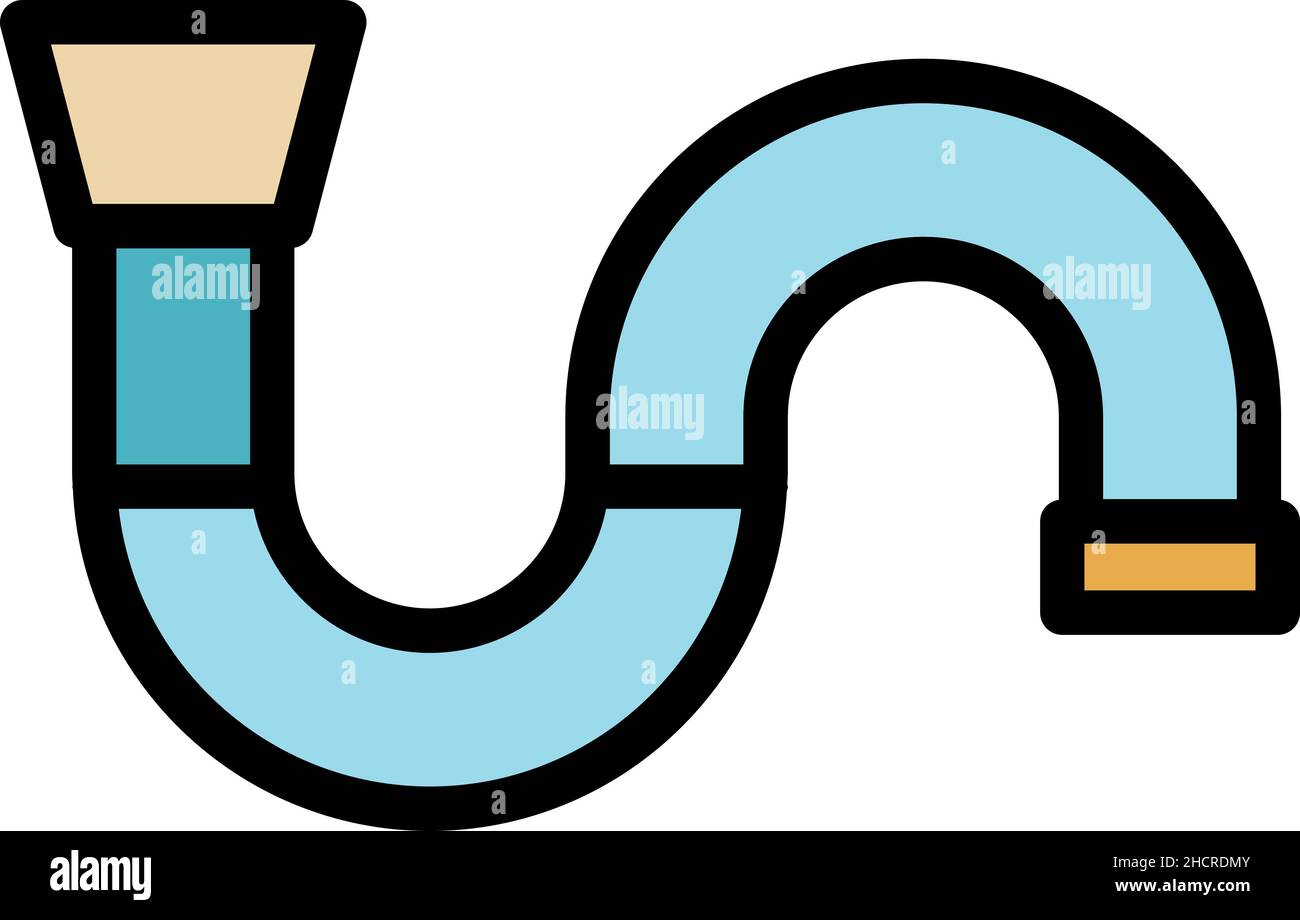 Plumbing pipe icon. Outline plumbing pipe vector icon color flat ...
