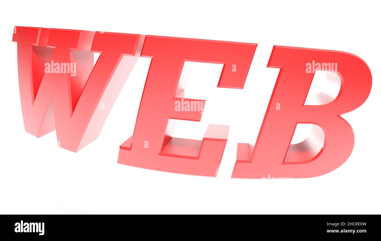 Red WEB write on white background - 3D rendering illustration Stock ...