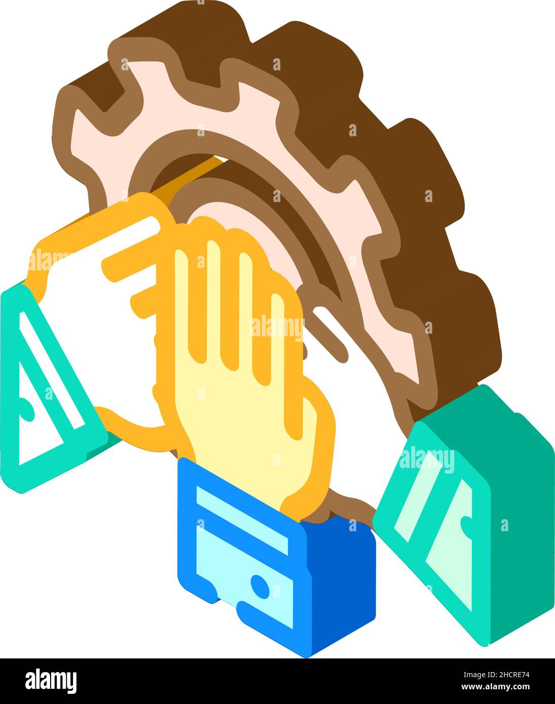 teamwork colleagues isometric icon vector illustration Stock Vector ...