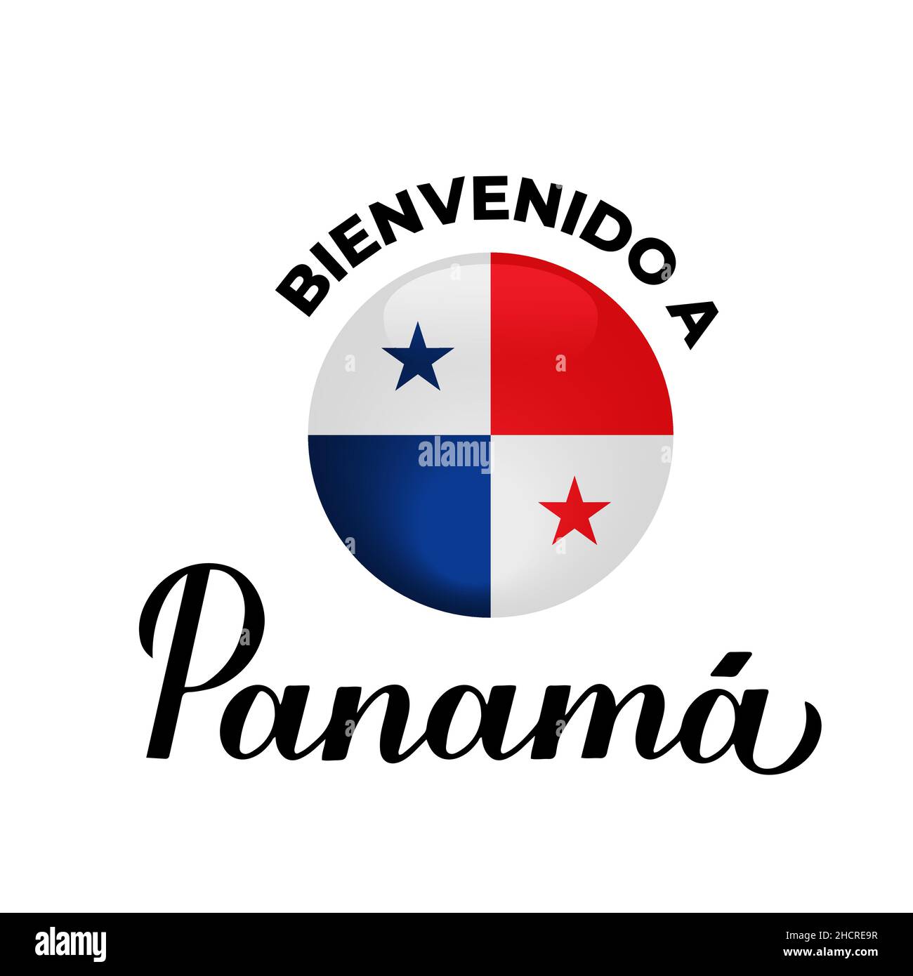 Welcome to Panama lettering in Spanish with national flag isolated on ...