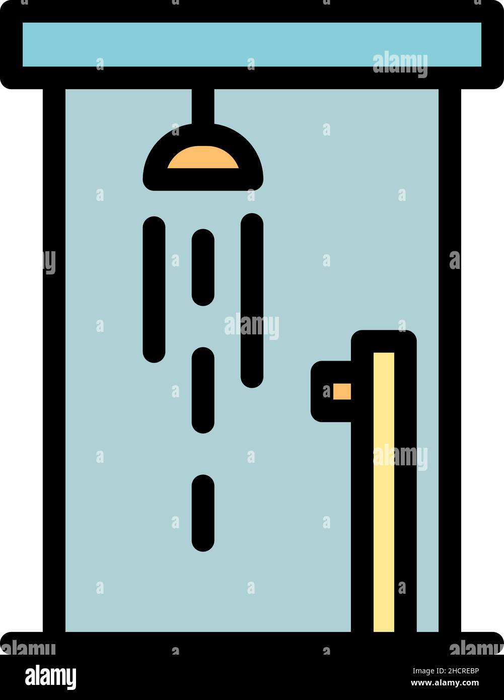Hotel shower stall icon. Outline hotel shower stall vector icon color ...