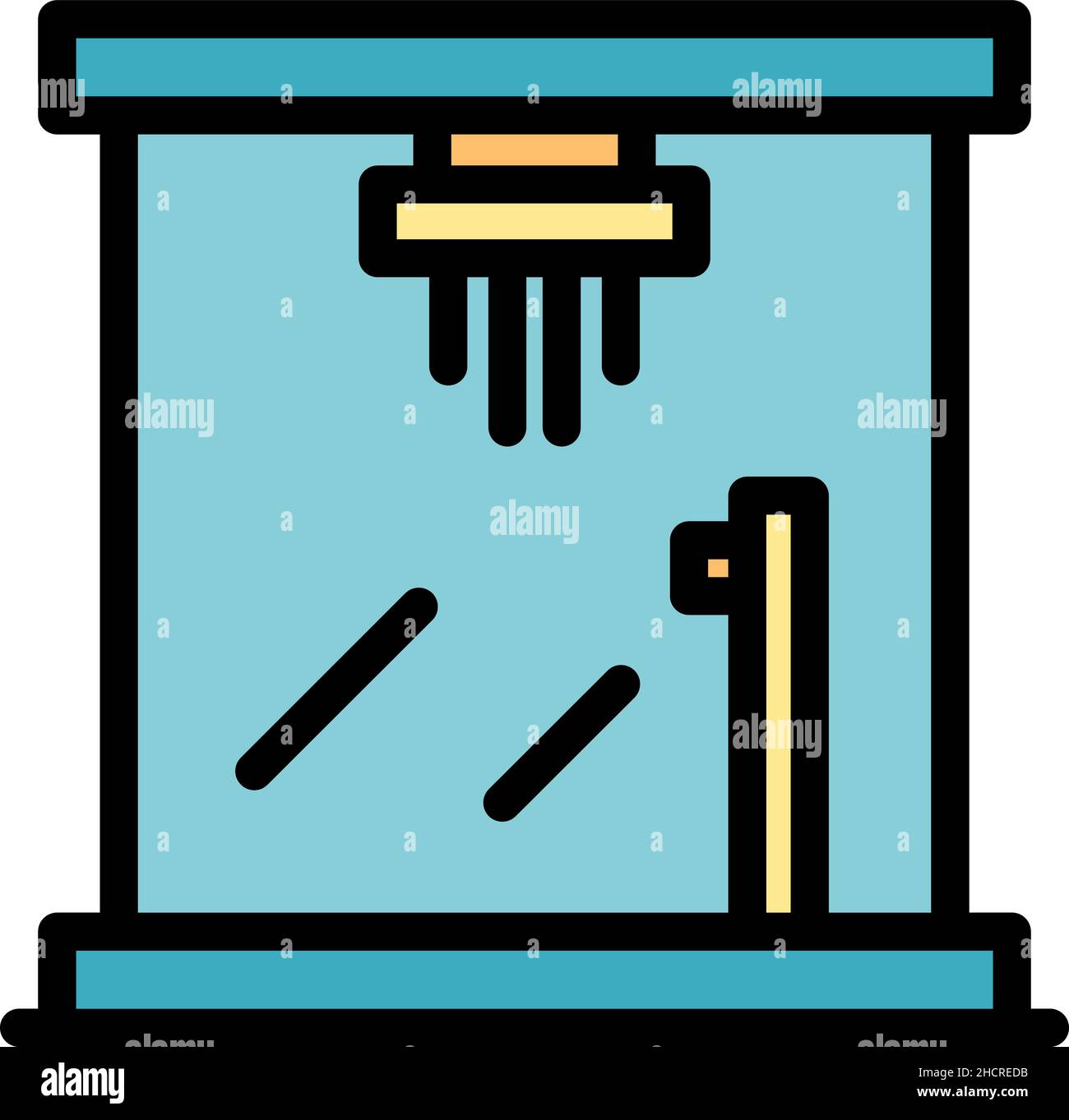 Hot shower stall icon. Outline hot shower stall vector icon color flat isolated Stock Vector ...