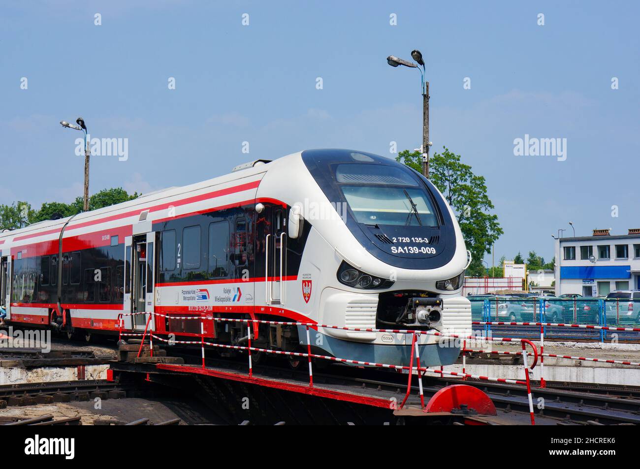 Close-up shot of a modern train at an outdoor museum Stock Photo - Alamy