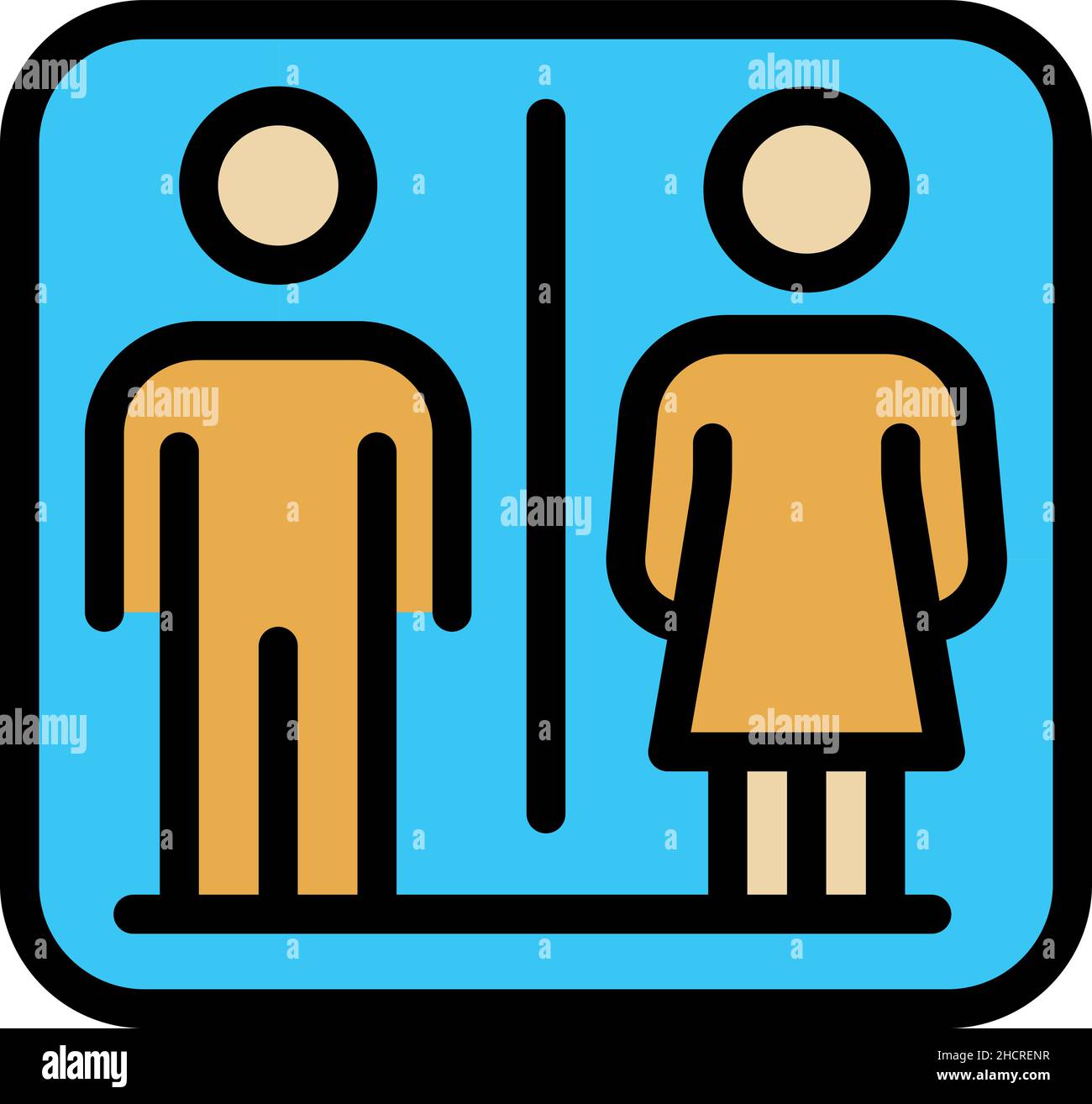 Restroom wc icon. Outline restroom wc vector icon color flat isolated ...