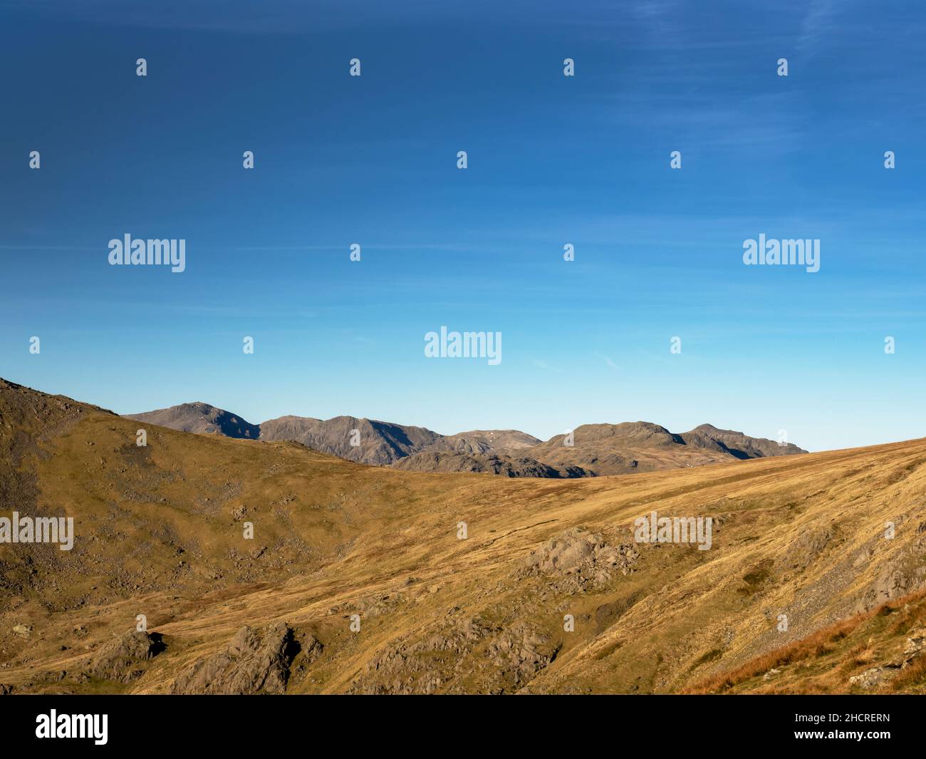 Scafell and scafell Pike from the Coniston hills, Lake District, UK ...