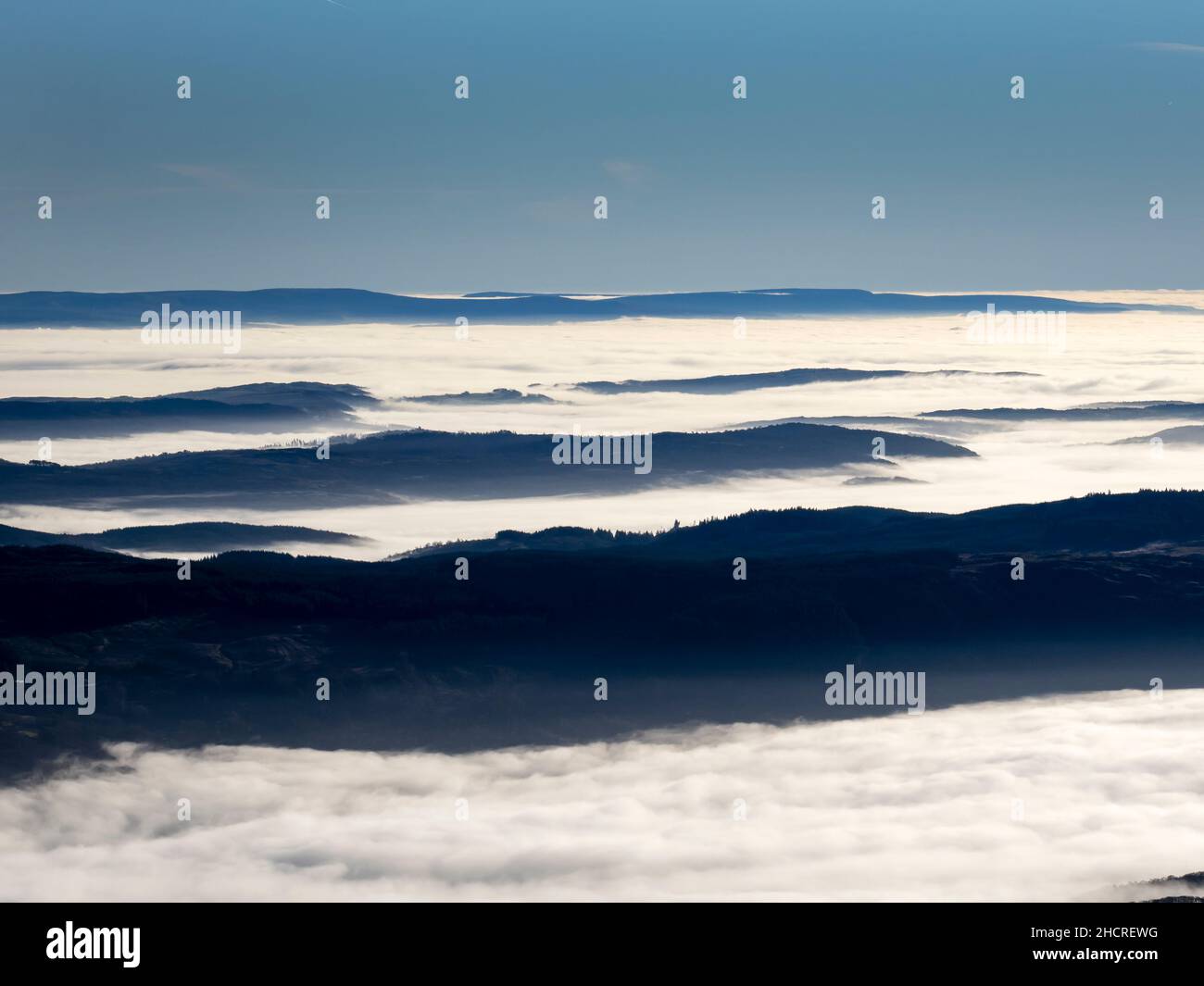 Looking over Coniston Water from Swirl Howe with mist from a ...