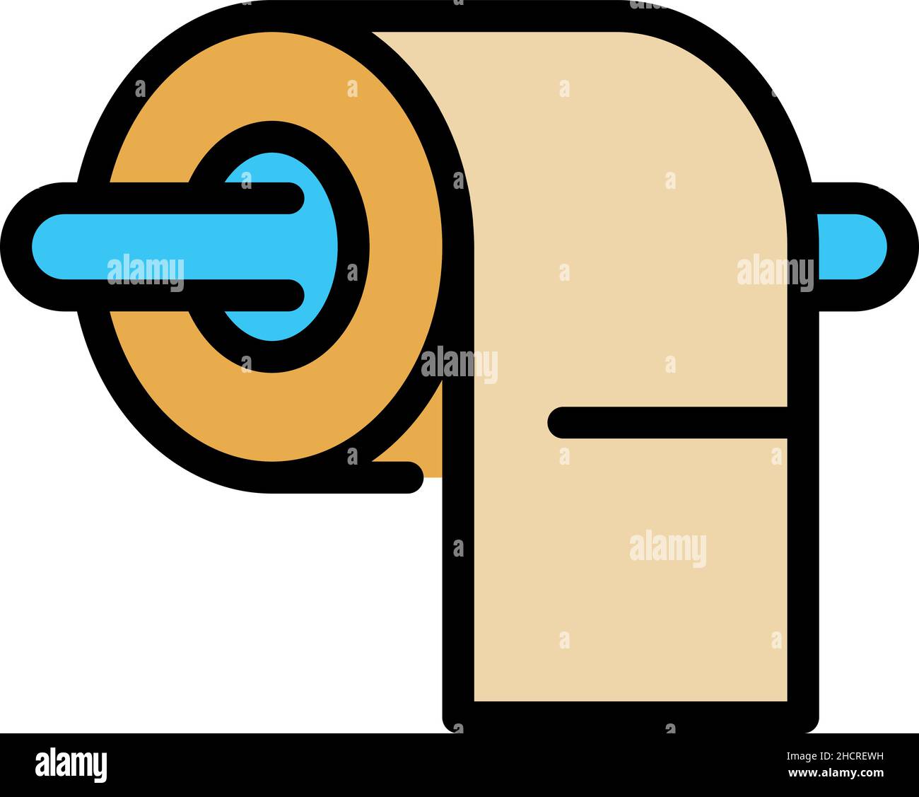Toilet paper icon. Outline toilet paper vector icon color flat isolated ...