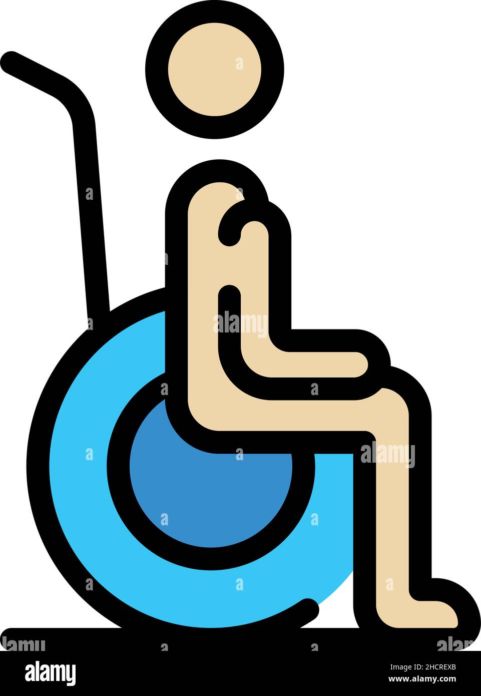 Wheelchair wc icon. Outline wheelchair wc vector icon color flat ...