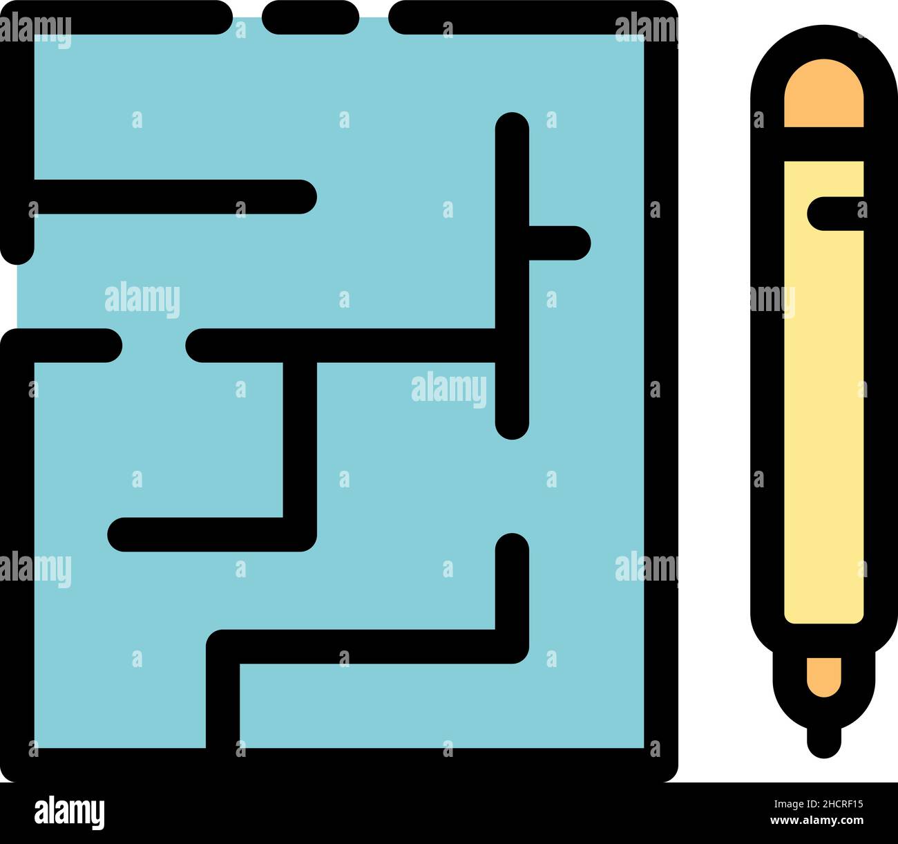 Building plan icon. Outline building plan vector icon color flat ...