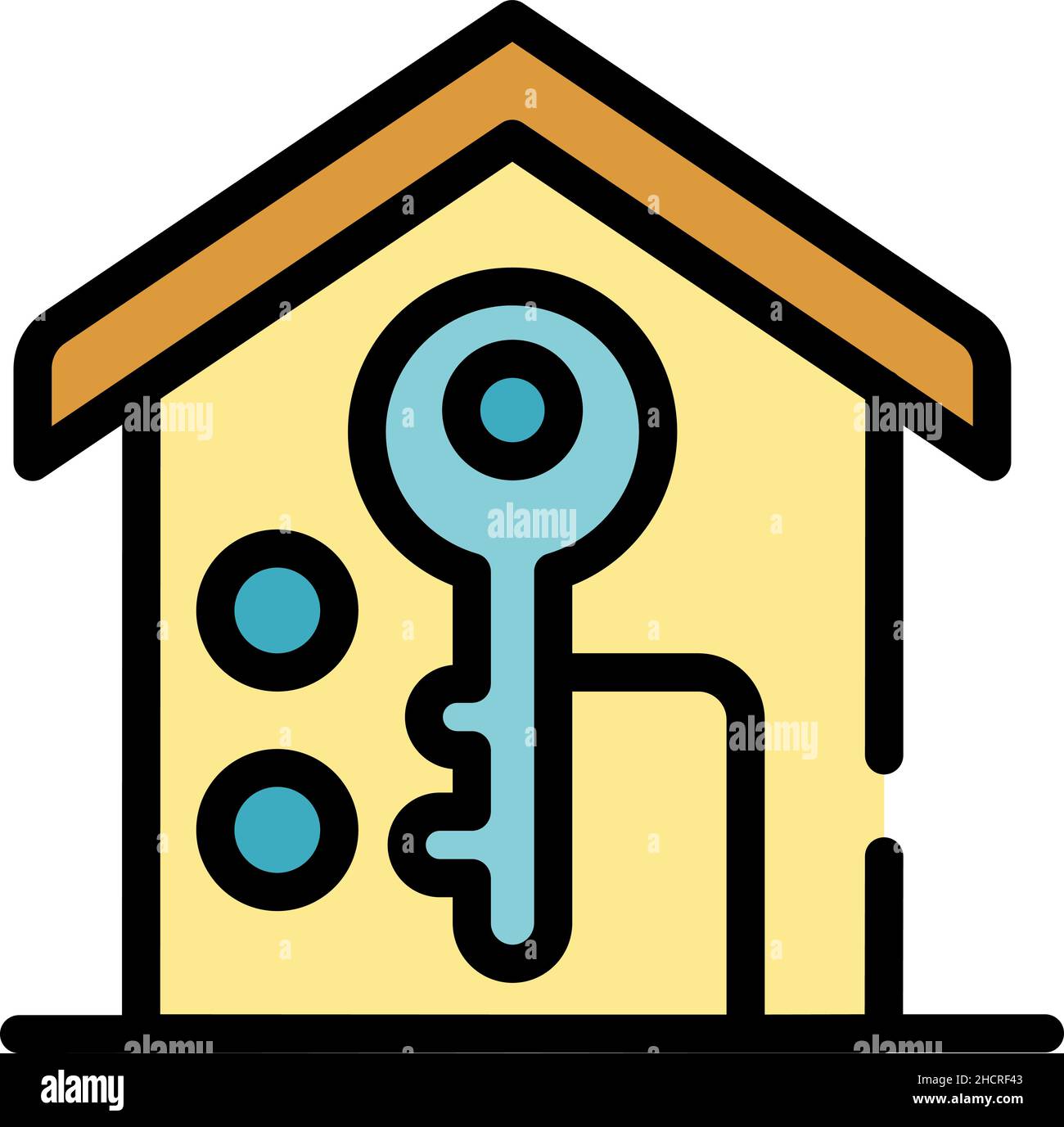 House secured lock icon. Outline house secured lock vector icon color ...