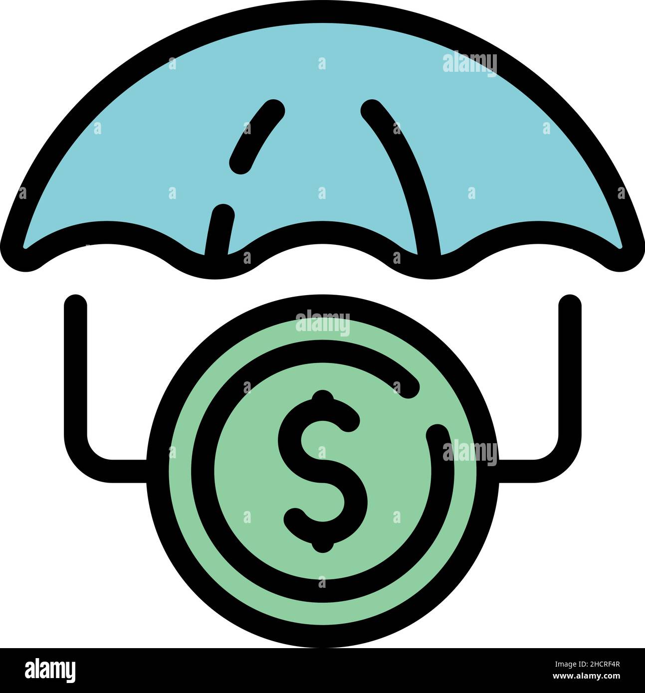 Secured money icon. Outline secured money vector icon color flat ...