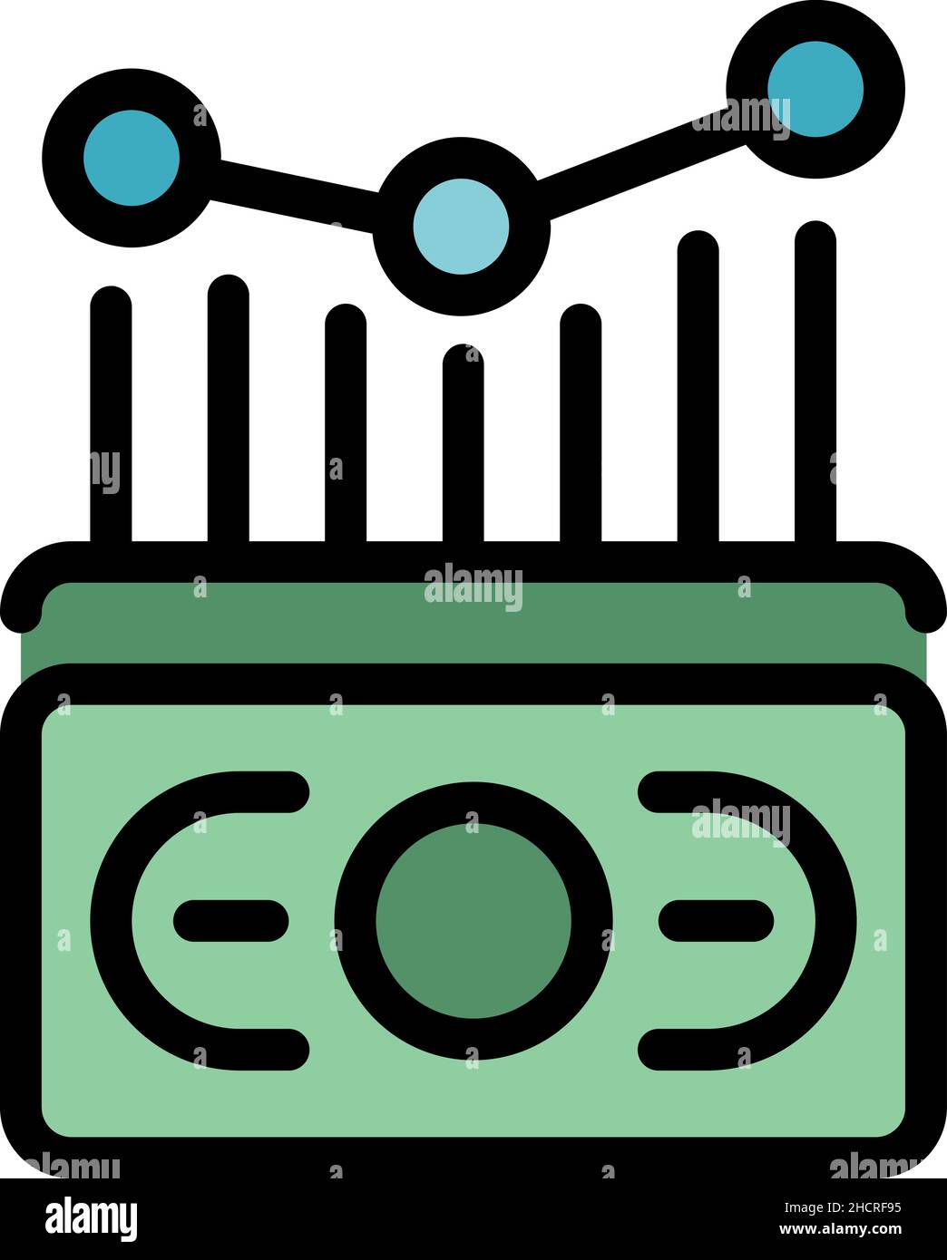 Money graph icon. Outline money graph vector icon color flat isolated ...