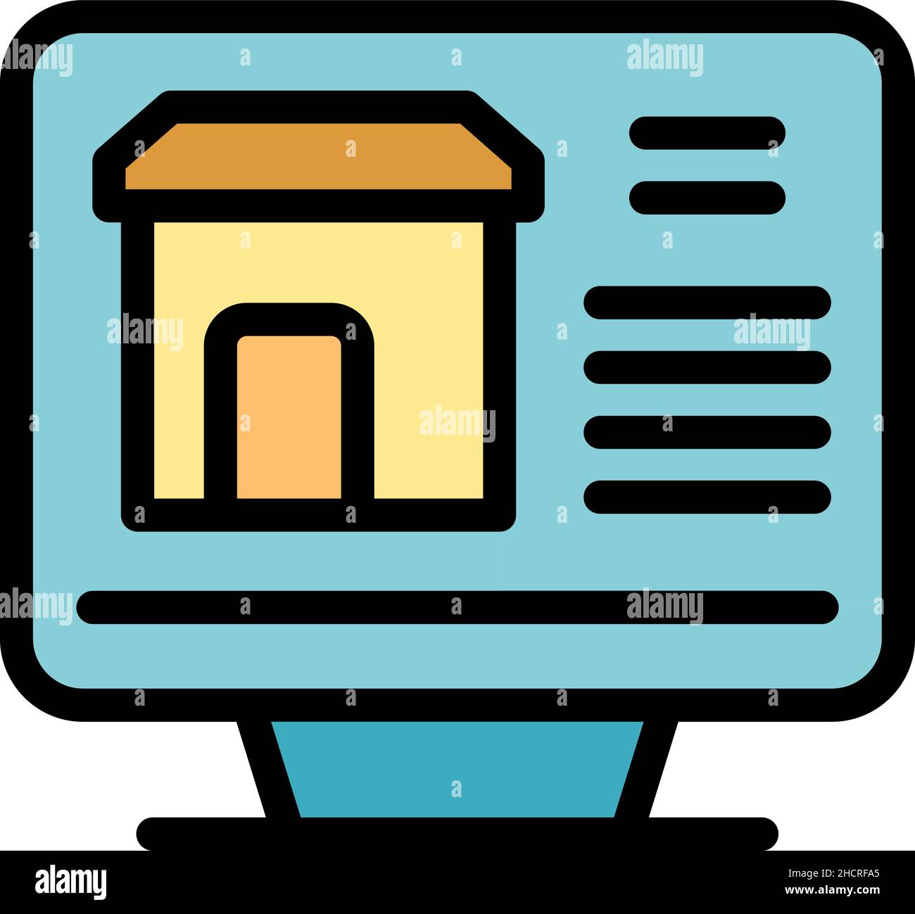 New house banner icon. Outline new house banner vector icon color flat ...