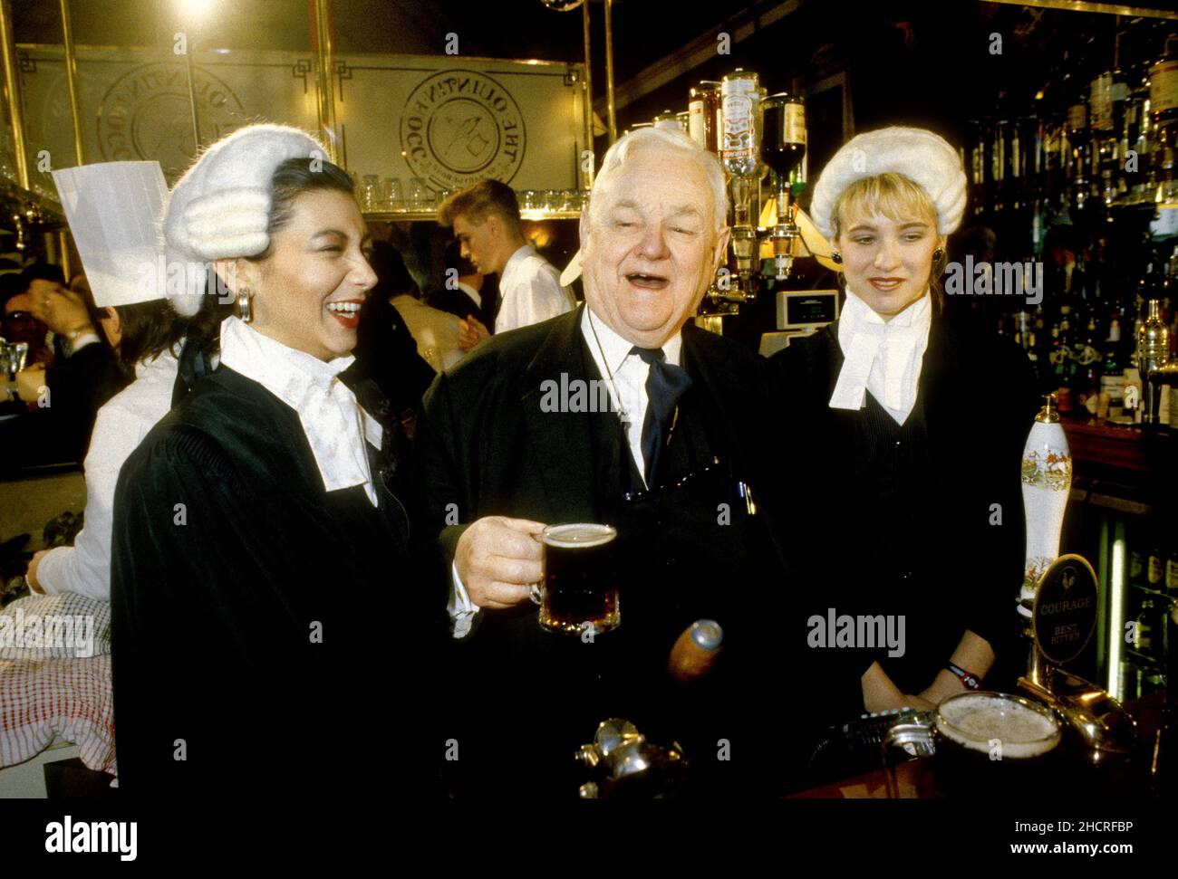 Lord Hailsham with model Sandra Barclays opening The Quintin Hogg pub ...