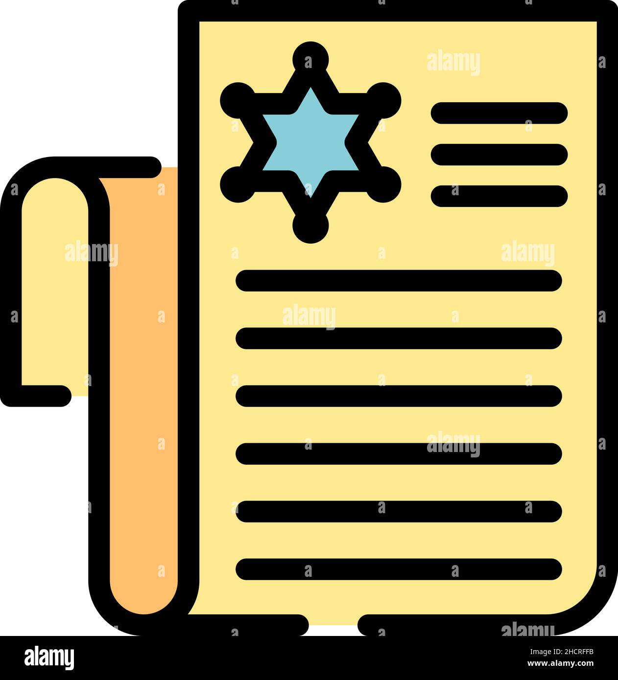 Police document icon. Outline police document vector icon color flat ...