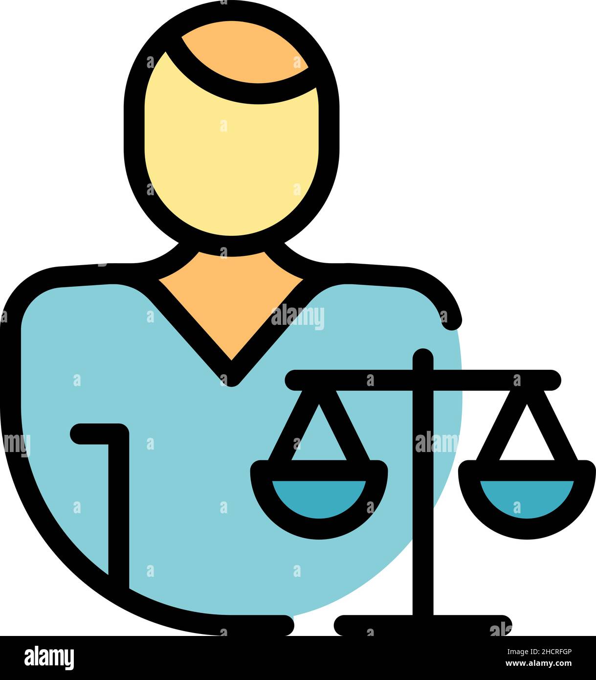 Law person icon. Outline law person vector icon color flat isolated ...