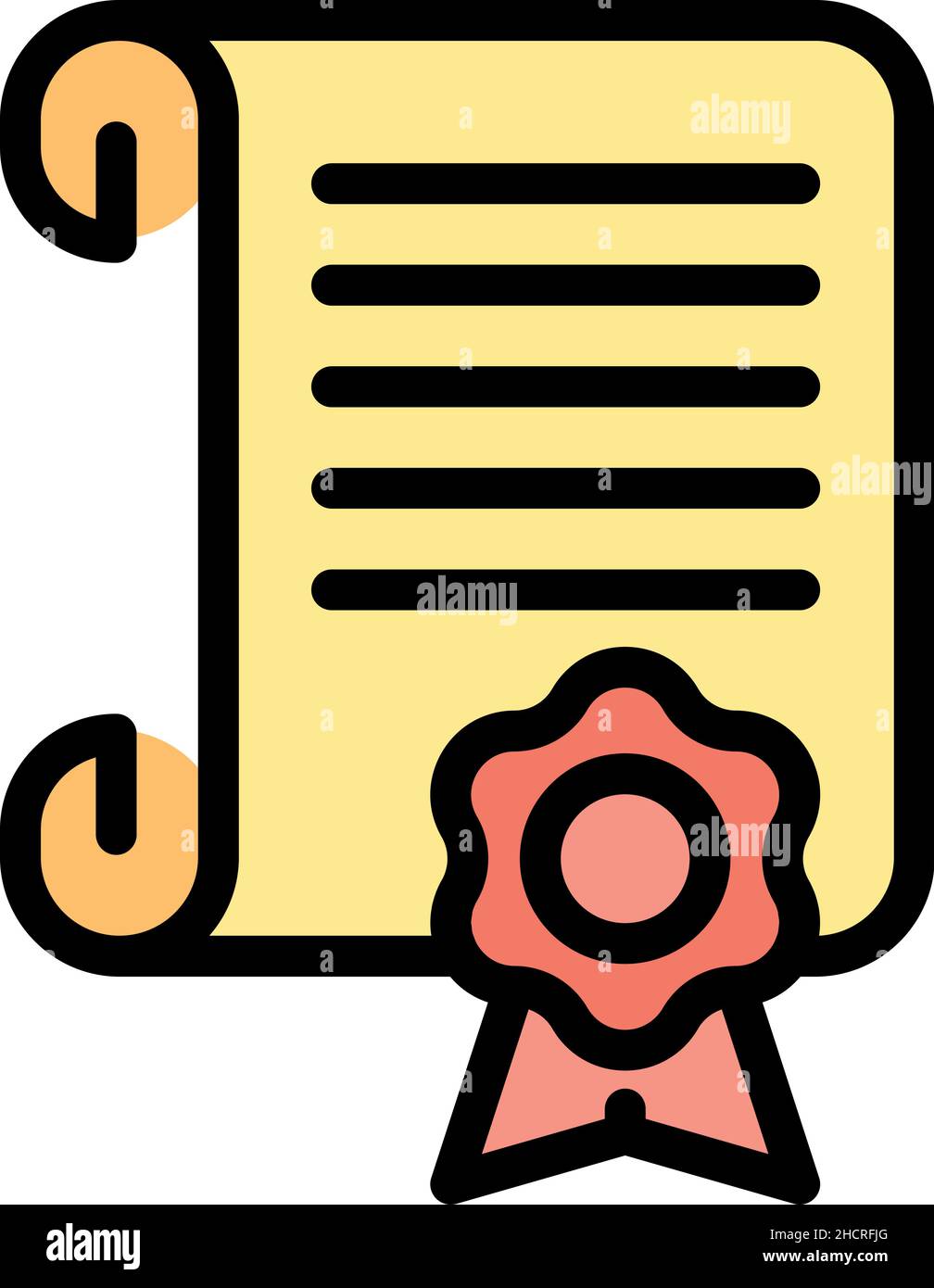 Law certificate icon. Outline law certificate vector icon color flat ...