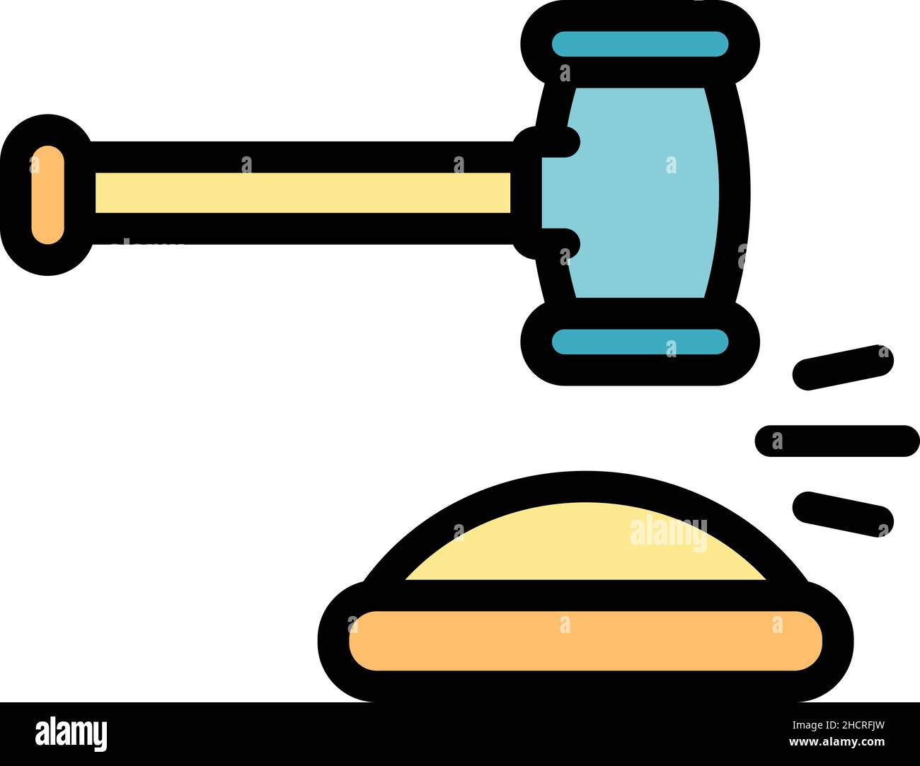 Law hammer icon. Outline law hammer vector icon color flat isolated ...