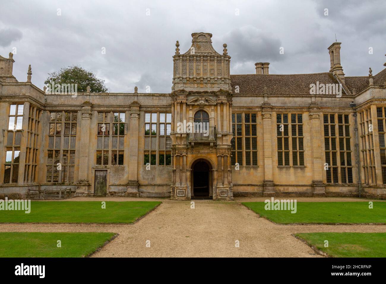 Inner courtyard of Kirby Hall, an Elizabethan country house, located ...