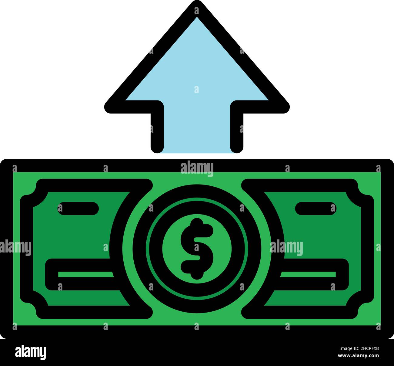 Cash growth icon. Outline cash growth vector icon color flat isolated ...